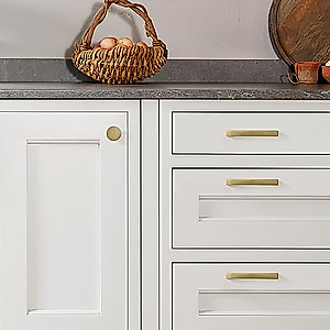 CABDM 10 Pack 1-1/4 Inch Champagne Bronze Cabinet Knobs Satin Brass Cabinet Knobs Round Drawer Knobs Kitchen Cabinet Hardware Kitchen Handles for Cabinets Cupboard Handles Drawer Handles