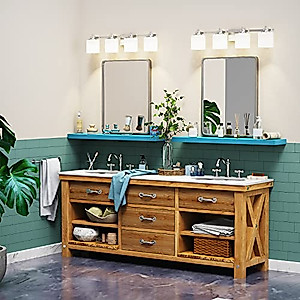 Habudda Floating Shelves, Wall Decor Wood Shelf for Bathroom Bedroom Kitchen Living Room Hanging Mounted Storage, 30 Inch Set of 2, Wooden Rustic Bohemian Blue