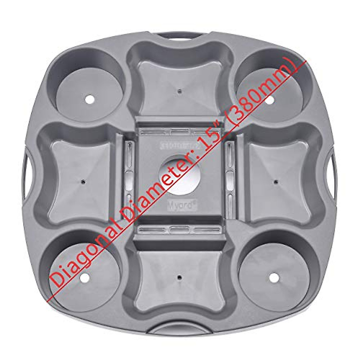 Myard Umbrella Table Tray 15 Inches for Beach, Patio, Garden, Swimming Pool with 4 Drink Holder, 4 Holes Bundle with Umbrella Cone Wedge Spacer fits Patio Table Hole Opening or Base 1.8 to 2.4 Inch