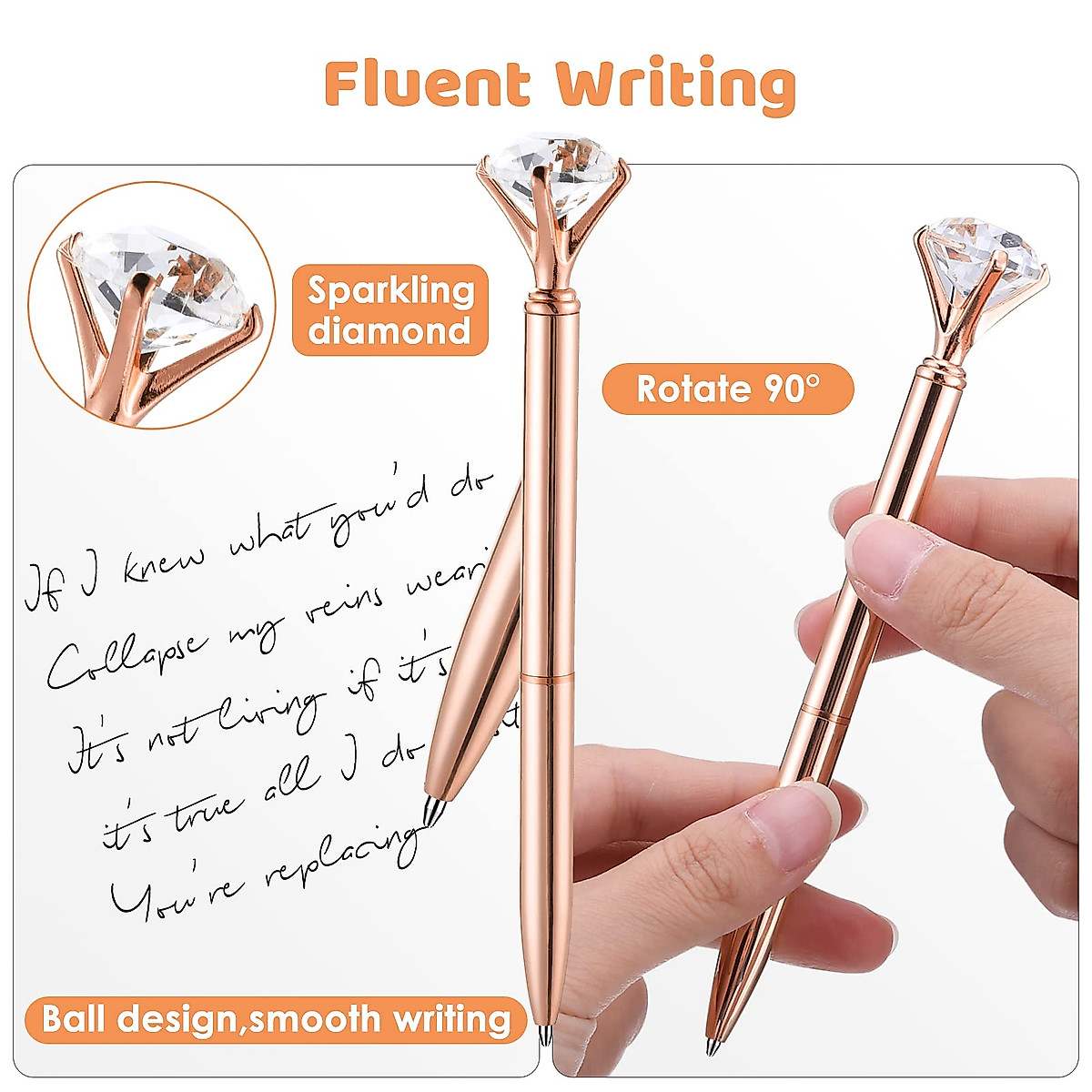 Aibocn Rose Gold Desk Accessories, Office Supplies, Acrylic Stapler, Staple Remover, Tape Holder, Pen 1000pcs Staples, Diamond Pen, Phone Scissors, Binder Clips, Ruler,Transparent Glue