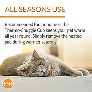 K&H PET PRODUCTS Thermo-Snuggle Cup Bomber - Indoor Heated Cat Bed Gray 14 X 18 Inches