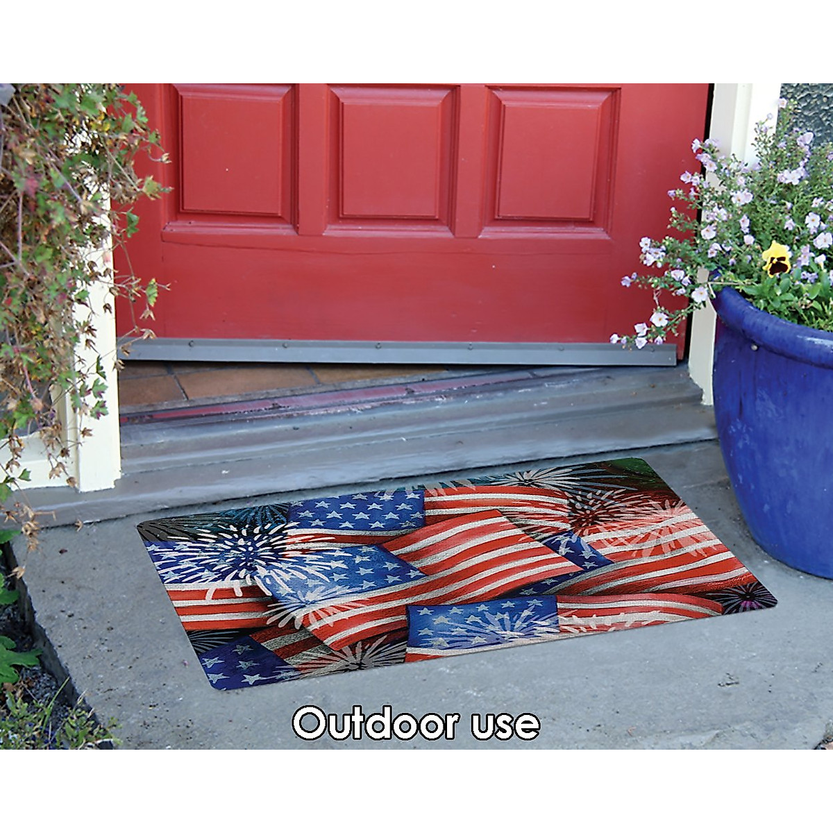 Toland Home Garden 800047 Sparkling Old Glory Summer Door Mat 18x30 Inch 4th of July Outdoor Doormat for Entryway Indoor Entrance