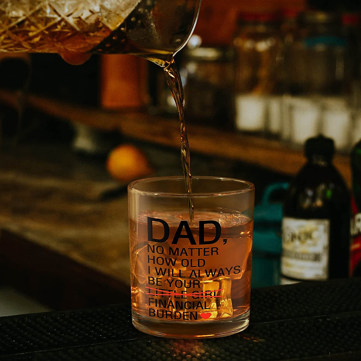 DAZLUTE Funny Whiskey Glass Gifts for Dad, Father’s Day Gifts Birthday Present Christmas Gifts for Dad Father Papa Daddy, Father Gifts Dad Gifts from Daughter, 10Oz Old Fashioned Glass