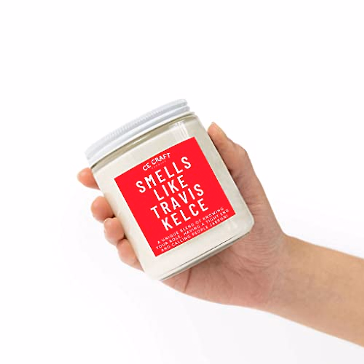 CE Craft Smells Like Travis Kelce Candle - Football Themed Candle, Gift for Kelce Fan, Gift for Her, Celebrity Prayer Candle, Gift for Him, Her (Vanilla + Oak)
