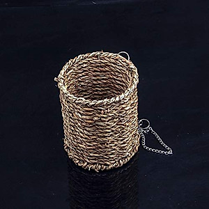 Woven Straw Bird tunnel - Seagrass Bird Tent Snuggle Toy Natural Hanging Hammock Swing Nest for Parrot Cockatiel Parakeet African Grey Cockatoo Macaw Amazon Lovebird Finch Hamster (4.72"x3.94"x10.2")