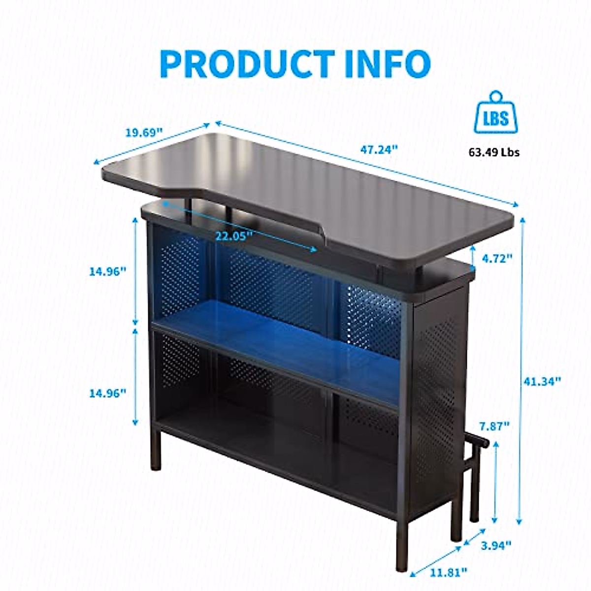 Mjkone Wine Bar Cabinet with LED Lights by Remote Control, Coffee Bar Cabinet for Liquor and Glasses, Home Bar Unit with Wine Rack, Mini Bars with Storage (Black)