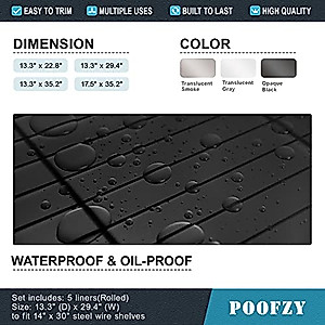 Poofzy Shelf Liners for Wire Shelving, 14 x 24 Inch Shelf Liner for Kitchen Cabinets Non-Adhesive (Rolled 3PK, Black)