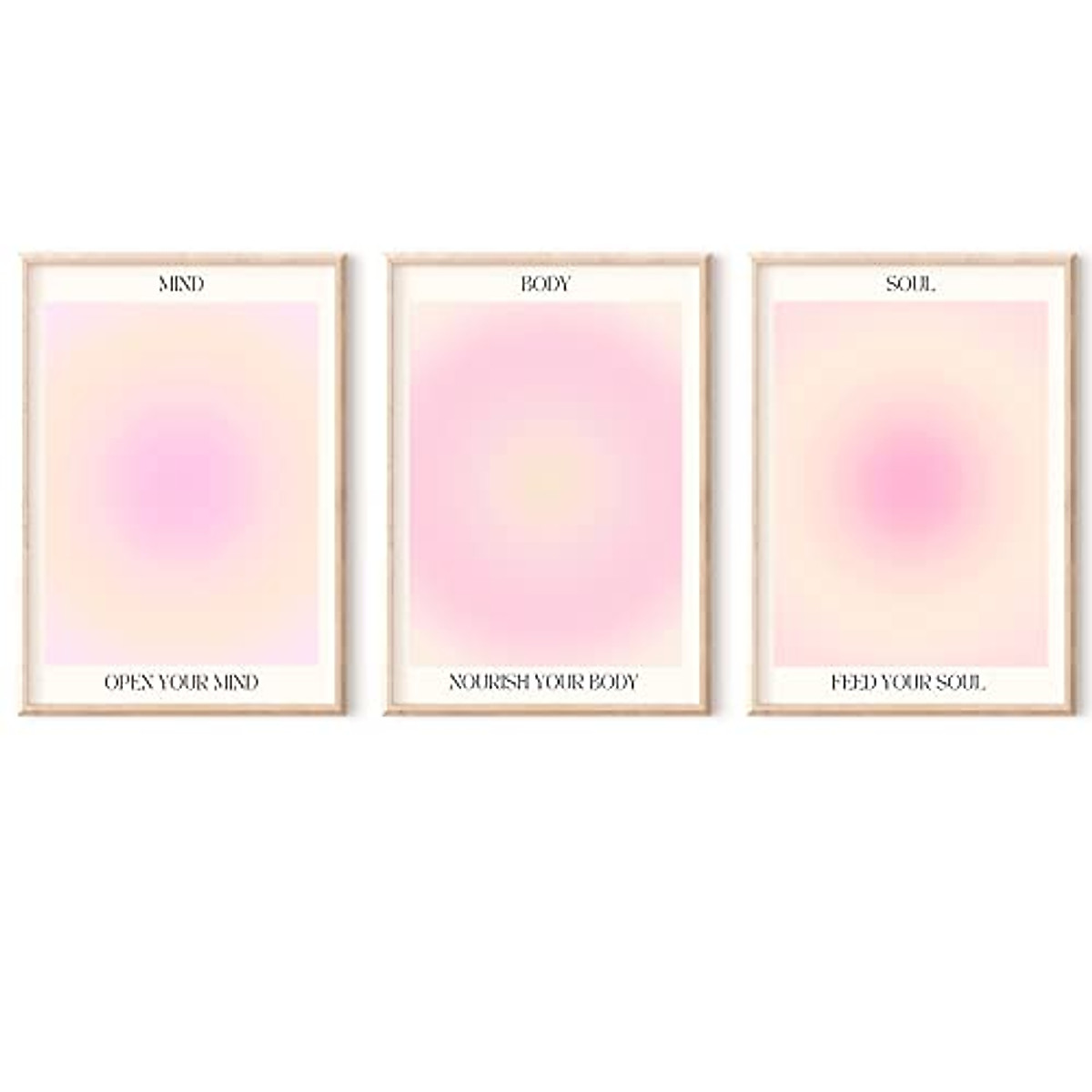Positive Aura Posters Set Of 3 Pink Trendy Grainy Gradient Spiritual Poster Canvas Decor Wall Art Paintings for Room Aesthetic Inspirational Quotes Abstract Minimalist Y2k Style Room Wall Decor for Bedroom Office（16x24inx3 Unframed）