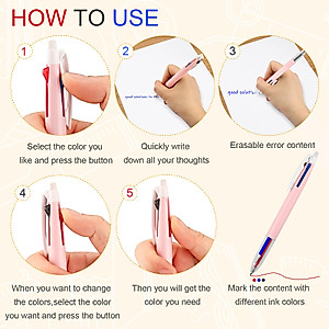 6 PCS 3-in-1 Multicolor Erasable Gel Pens, Erasable Multicolor Ballpoint Pen for Make Mistakes Disappear,0.5mm Ink Gel Pens Quick-drying Rolling Ball Pens with Eraser,3-Color Retractable Erasable Pens