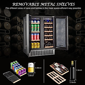 BODEGA 24 Inch Beverage and Wine Cooler, Built-in and Freestanding Wine Beverage Refrigerator Dual Zone, Holds 57 Cans and 18 Bottles, with Independent Temperature Control,Upgraded Compressor Quiet