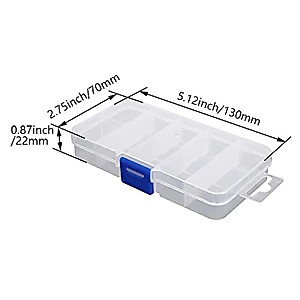 Jutagoss Plastic String Organizer Box With Dividers, 5.12x2.76x0.87 inch, 10 Mpartment Craft Storage Containers, 1PCS Bead Tackle Bolt Screw Small Parts Rock Collection Box.