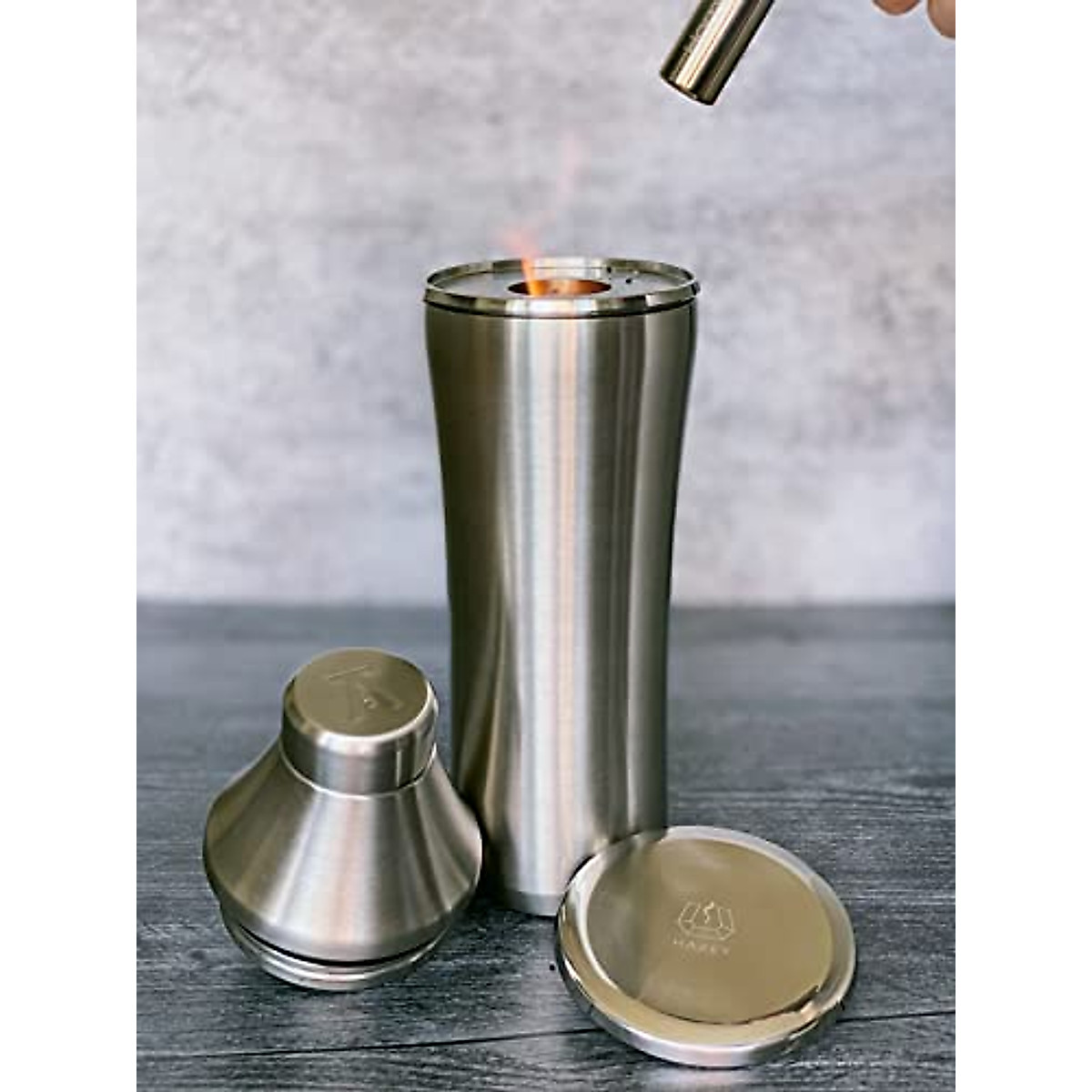 Hazey Old Fashioned Cocktail Smoker Kit with Luxury Gift Box, 4 Flavors USA Natural Wood Chips - Stainless-steel Design Infuse Pure Aroma. Whiskey Gifts for him/Father/Husband/Father's Day/Christmas. (Dishwasher Safe)