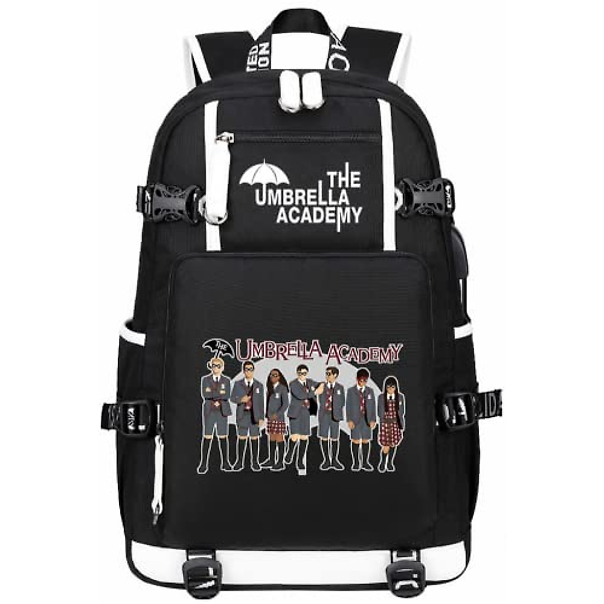 Umbrella Academy Backpack School Bag Bookbag Laptop (Black 4), One Size