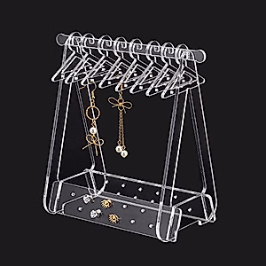 PH PandaHall Earring Holder Stand, Cloth-horse Shape Jewelry Display 52 Holes Dangle Earring Hanging Organizer Acrylic Ear Studs Display Rack for Retail Show Personal Exhibition, 5.14x3.26x5.9inch