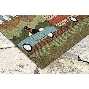 Liora Manne Frontporch Indoor Outdoor Rug - Novelty Design, Hand Hooked, Weather Resistant, UV Stabilized, Foyers, Porches, Patios & Decks, Camping Dog, 2' x 3'