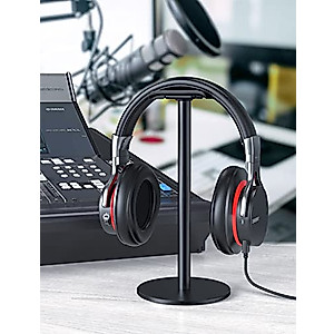 Link Dream Full Aluminum Headphone Stand Headset Holder Gaming Headset Holder with Non-Slip Silicone Earphone Stand for All Headphone Sizes (Black)