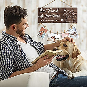 GEMTEND Pet Memorial Gifts, Paw Prints Sympathy Frame Gift for Loss of Dog and Cat, Dog and Cat Memorial Gifts, Clips and Twine for Photo Hanging, Makes a Personalized Gift for Pet Lovers