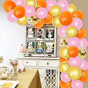 Fall Pumpkin First Birthday Balloon Boxes One Box Blocks Decorations Thanksgiving Birthday Cake Smash Party Photo Props Backdrop (Pink)