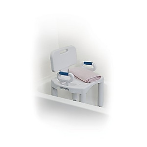 Drive Medical RTL12505 Handicap Bathroom Bench with Back and Arms, White