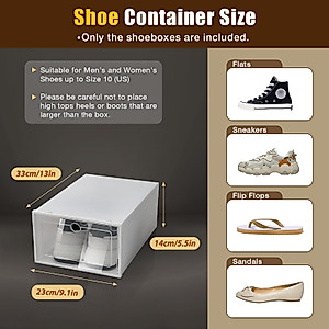 LUGBING 24 Pack Shoe Storage Boxs, Foldable Clear Plastic Shoe Organizer for Closet, Space Saving Stackable Shoe Rack for Entryway, Drop Front, Under Bed
