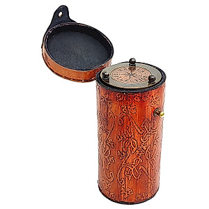 Hanzla Collection 1 Minute Decorative Nautical Vintage Brass Sand Timer with Engraved Leather Case Home Décor, Small Kitchen Sand Clock, Metal Hour Glass Sand Glass for Office Desk