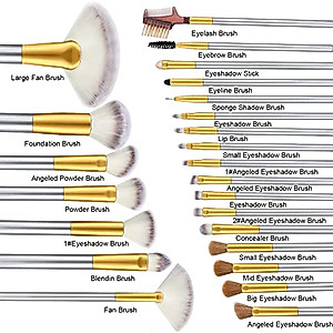 Make up Brushes, VANDER 24pcs Premium Cosmetic Makeup Brush Set for Foundation Blending Blush Concealer Eye Shadow, Cruelty-Free Synthetic Fiber Bristles, Travel Makeup bag Included, Champagne