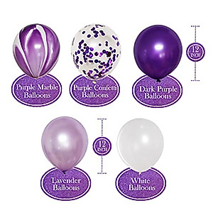 Purple Party Decorations Kit, Purple Foil Fringe Curtain Backdrop, Purple and White Balloons Set, Purple Birthday Decorations, Graduation Party Supplies, Purple Graduation Decorations