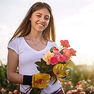 FEISHDEK Small Size - 2 Pairs Thorn Proof Leather Gardening Gloves Women, rose gloves for trimming