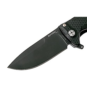 Lion Steel SR22A Sleipner Frame Lock Folding Pocket Knife - Machined Aluminum Handle, IKBS Ball Bearing System, Dual Carry Clip (Black Handle, Black Blade), one Size