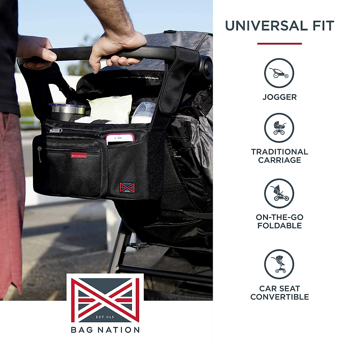 Diaper Bag Backpack and Stroller Organizer Black Bundle