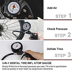 Hausse Heavy Duty Air Compressor Accessory Kit, Air Blow Gun and Air Hose Fittings, 1/4" NPT Air Tool Kit with 116 PSI Rubber Hose Tire Inflator Gauge