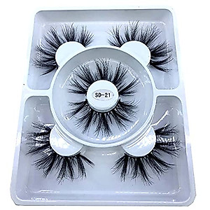 HBZGTLAD 2020 New 3 pairs natural false eyelashes fake lashes long makeup 3d mink lashes eyelash extension mink eyelashes for beauty (SD-21)