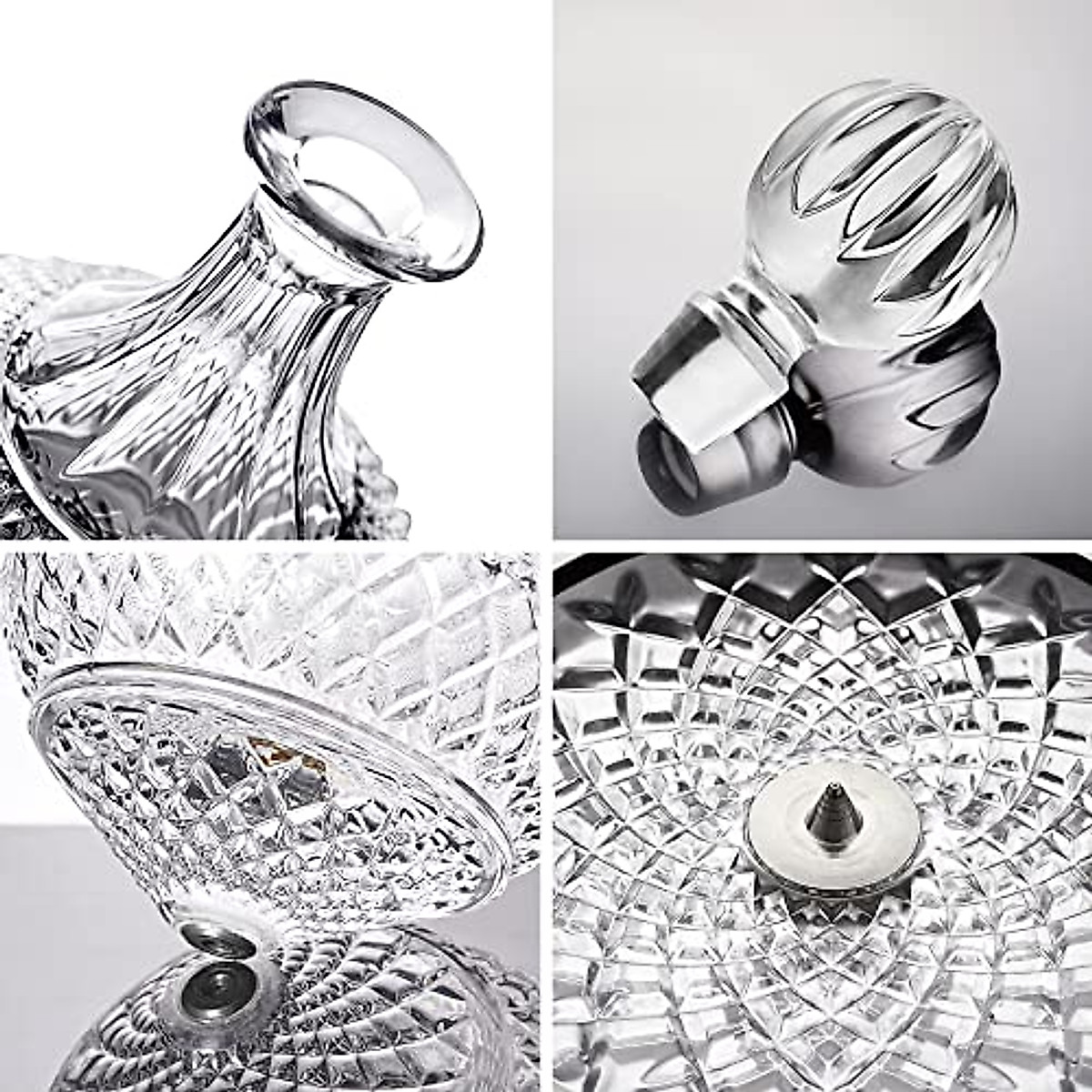 paysky spinning wine decanter with stopper, 50 oz red wine decanter crystal and gift box, for wedding gift, birthday, helovers'day, christmas day.