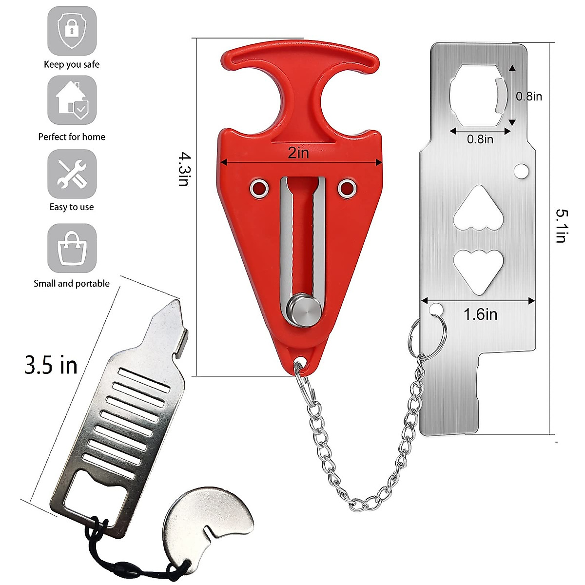 Portable Door Lock for Travel Door Lock Hotel Room Security Devices Apartment Jammer Additional Safety for Traveling Home College 2022 Upgrade (Red Combination)