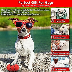 MosaiRudo Squeaky Latex Dog Toy Balls Football Rugby Fetch Interactive Toy for Medium Large Dogs, Dog Treat Ball for Teeth/Slow Feeder (Red)