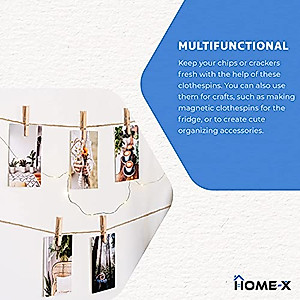 Home-X Heavy Duty Wooden Clothespins | Durable Outdoor Clothes Pins for Hanging Clothes and Drying Laundry, Set of 100