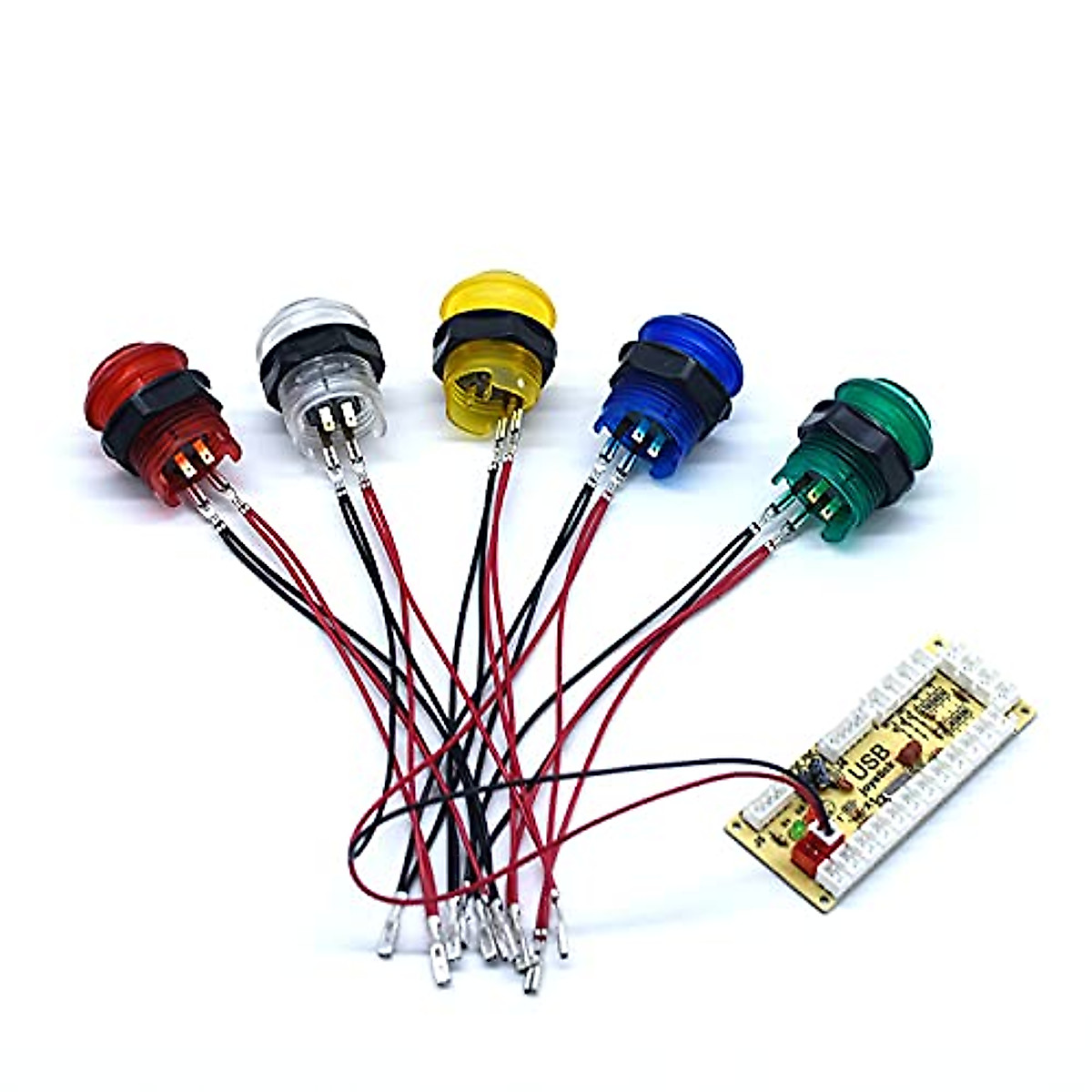 Arcity 2 Pcs Arcade Cable Wire LED Button Power Cable Daisy Chain 0.110 Inch /2.8mm Terminals Jumper Wire Harness Lighted Up 20 LED Arcade Buttons for USB Encoder, MAME, Arcade1Up, Raspberry Pi,PC New
