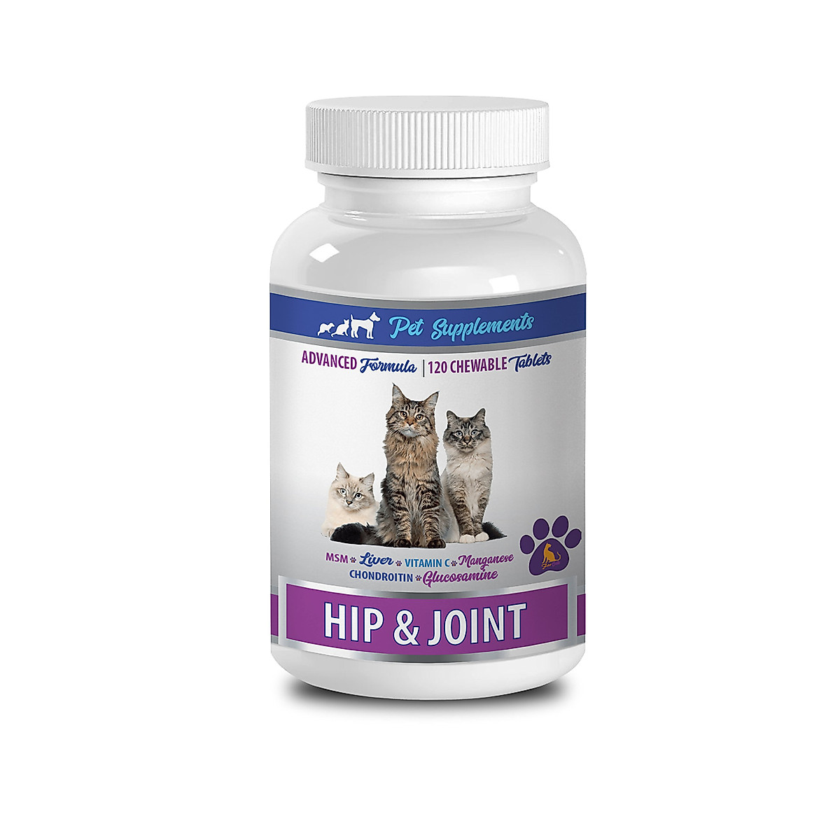 Pet Supplements cat Joint Pain Relief - Hip and Joint - for Cats - Health and Care - CHEWABLE - glucosamine for Cats Chews - 1 Bottle (120 Chews)