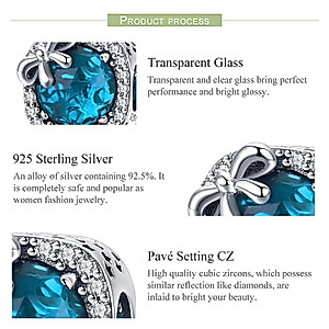 Birthstone Charm Fit for Pandora Charms Bracelet Bowknot Birthday Crystal Charms for Bracelet and Necklace