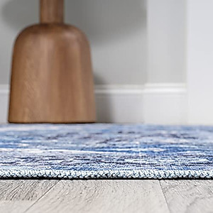 JONATHAN Y WSH109B-3 Maris Ornate Medallion Machine Washable Indoor Bohemian Transitional Area Rug,High Traffic,Kitchen,Living Room,Backyard,Non Shedding,3 X 5,Blue/Navy