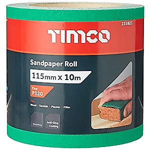 TIMCO 231823 Sandpaper Roll 120 Grit Green - 115mm x 10m