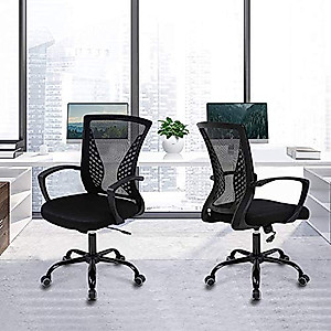 Ergonomic Office Chair Clearance Mid Back Mesh Chair with Lumbar Support and Armrest Adjustable Computer Chair Study Chair Rolling Task Chair Modern Executive Chair, Black