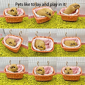 LEFTSTARER Rat Hammock Bed for Hamster Sugar Glider, Warm and Soft Hanging Basket Bedding, Accessories Toys Rat, Squirrel, Hedgehog, Lizard, (Small, 1. Orange Box Goat Bear) (DFSA-122)