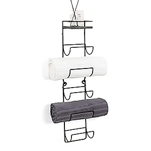 SODUKU Towel Rack Wall Mounted Metal Wine Rack with Natural Marble Top Shelf Metal Towel Racks Storage Organizer Holder for Bathroom Bath Kitchen