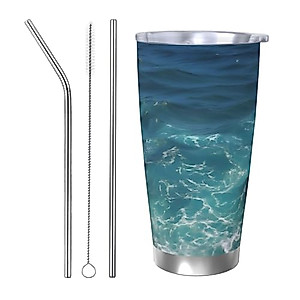 WXZYFP Car cup (single silver rim), can use a straw or drink directly, easy to use.The Deep Ocean