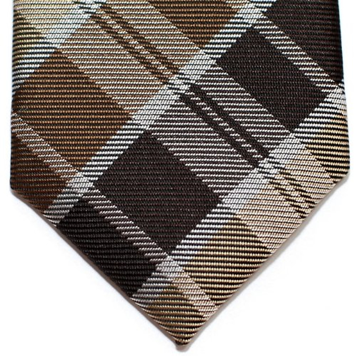 Retreez Modern Classic Plaid Check Styles Woven Microfiber Skinny Tie - Brown