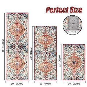 yuzshin Boho Kitchen mats for Floor 3 Piece Set,Runner Farmhouse Rubber Kitchen Mats for Floor Non Slip Machine Washable,Bohemian Kitchen mats,Thin Boho Kitchen Rug,tapetes para cocina