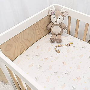 Living Textiles 100% Cotton Jersey 2-Pack Crib Fitted Sheet - Ava Birds | Ultra-Soft, Breathable, Fully Elasticized, Easy Care, Machine Washable