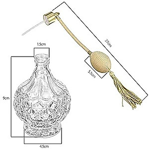 Topxome 100ml Clear Crystal Vintage Style Perfume Bottle Long Spray Tassels Atomizer Pump Refillable Glass Bottles Lady Makeup Tool, Gold
