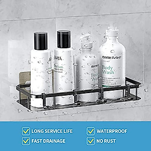 Shower Caddy,3-Pack Aluminum Alloy Shower Shelves,Bathroom Wall Self Adhesive Shower Shelf,with Hooks,No Drilling,Not Easy To Fall Off,Large Capacity Shower Rack,for Bathroom and Kitchen Storage